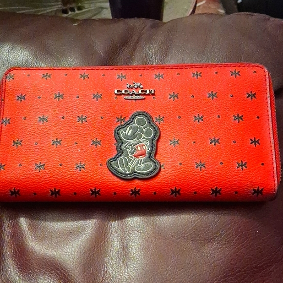 Coach | Other | Coach Red Wallet With Black Star Pattern | Poshmark